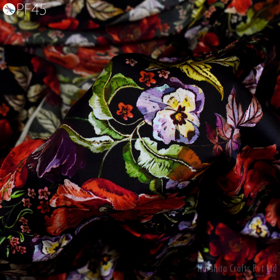 Indian Printed Fabric by the Yard Flowy Soft Modal Summer Dresses ...