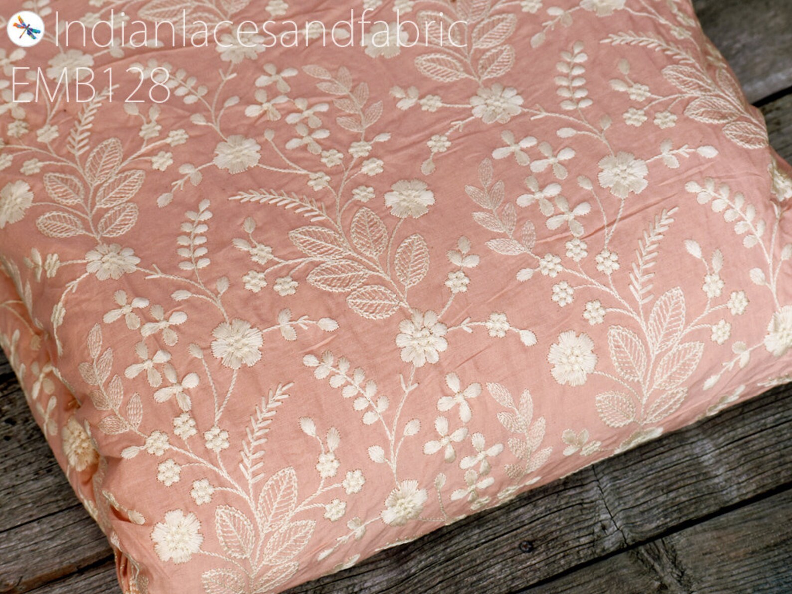 Embroidered Cotton Fabric by the Yard Indian Embroidery Sewing - Etsy