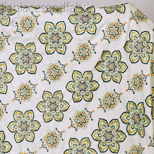 Ivory Embroidered Cotton Fabric by the Yard Indian Embroidery | Etsy