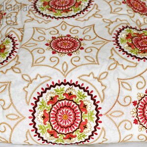 Ivory Embroidered Fabric Indian Embroidery Cotton Fabric by - Etsy