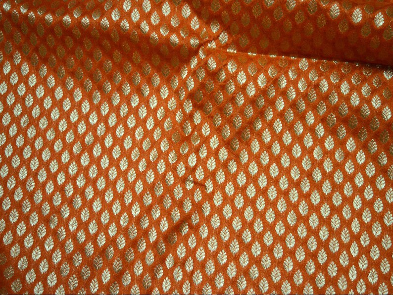 Orange Brocade Fabric by the Yard Crafting Wedding Dress - Etsy