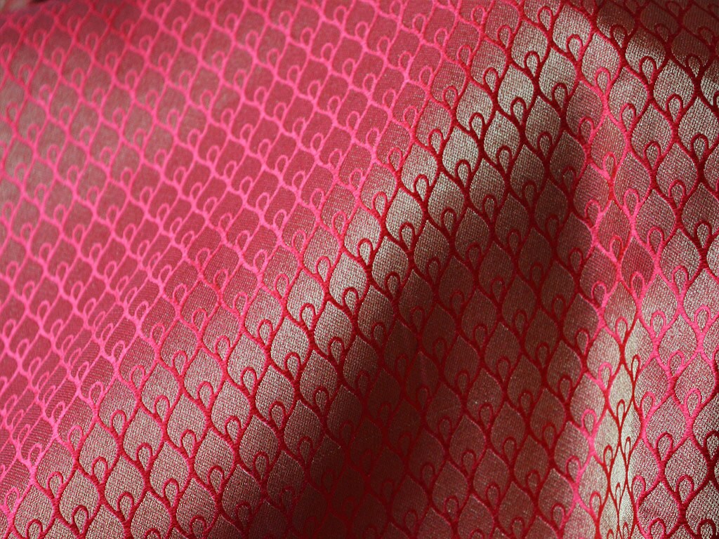 Carrot Red Brocade by the Yard Gold Leafs Motifs Pattern Art - Etsy