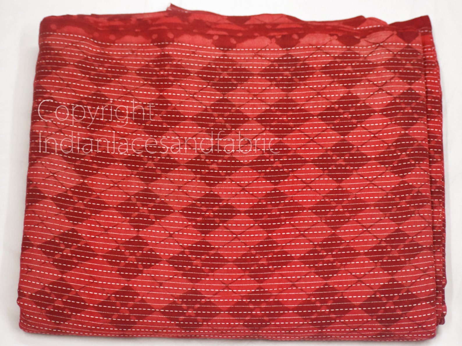 Red Indian Hand Block Printed Soft Cotton Sold by Yard Quilting Summer ...