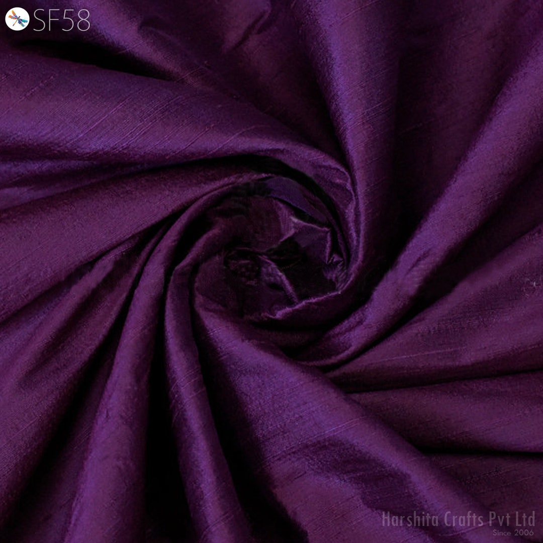 Violet Indian Pure Dupioni Silk Raw Fabric by the Yard Dupion Wedding ...