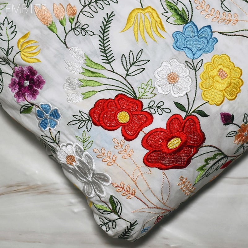 Embroidered Cotton Fabric - Etsy