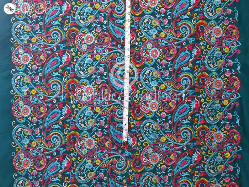 Buy Indian Paisley Embroidered Fabric by the Yard Georgette Online in ...