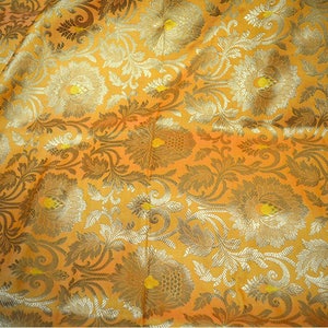 Yellow Brocade Fabric by the Yard Gold Banaras Brocade Fabric Wedding ...