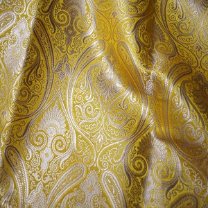 Yellow Brocade Fabric by the Yard Wedding Dress Banarasi - Etsy