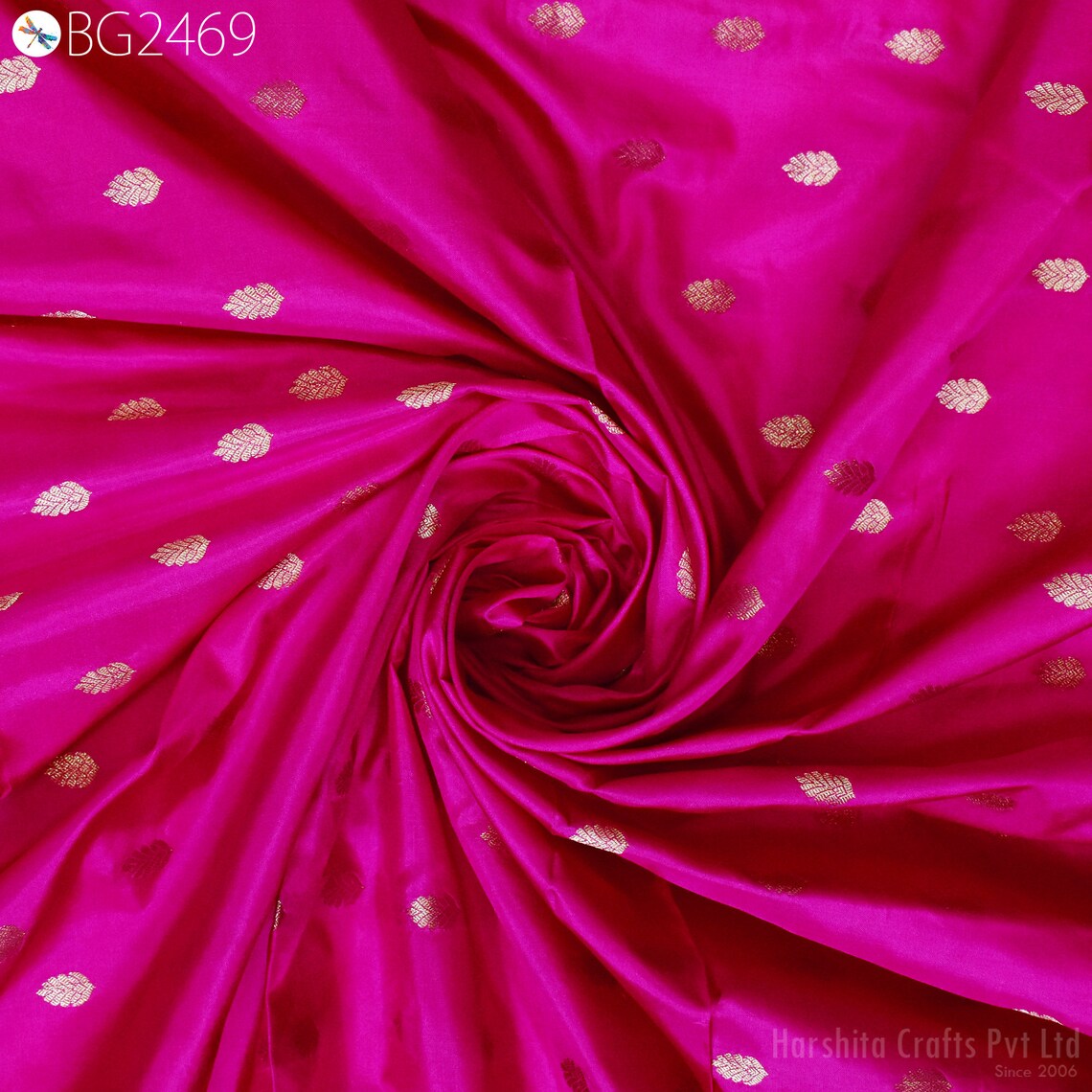 70gsm Pure Mysore Silk Fabric by the Yard Brocade Zari Buttie Indian ...