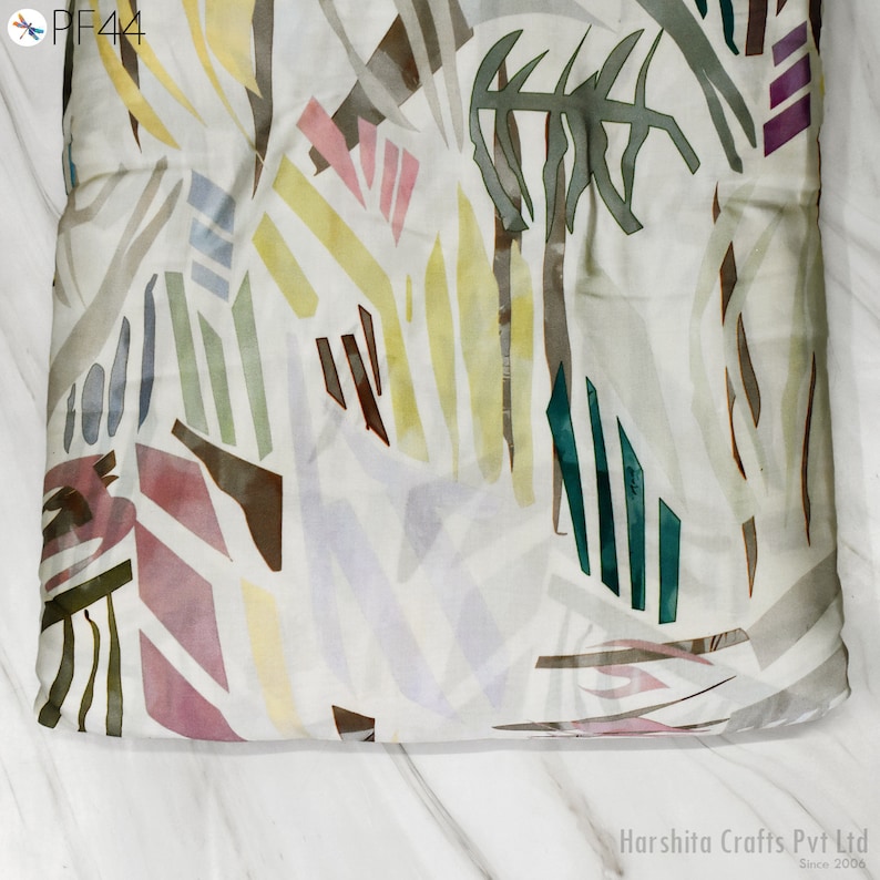 Indian Modal Satin Fabric by the Yard Flowy Soft Printed Summer Dresses ...