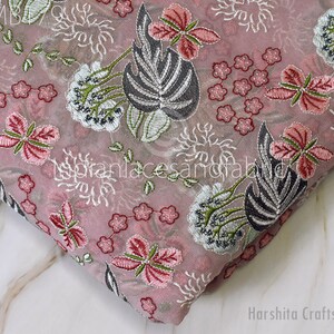 Dusty Pink Indian Embroidered Fabric by Yard Georgette - Etsy