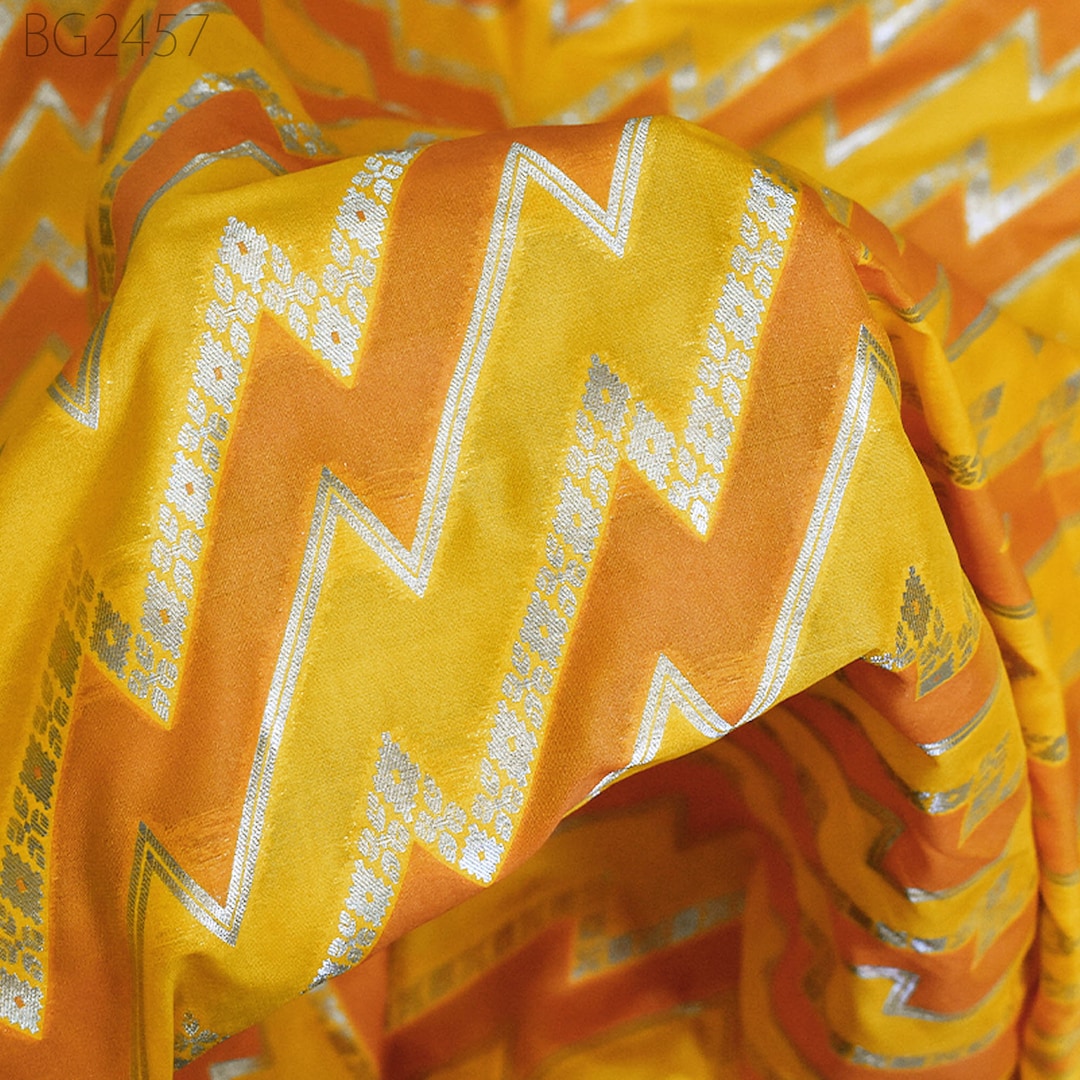 Yellow Brocade Fabric by the Yard Wedding Dresses Lehenga Skirt Jackets ...
