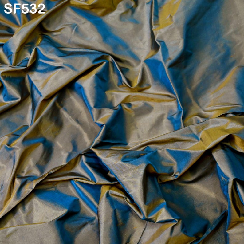 80 Gsm Iridescent Indian Pure Silk Fabric by the Yard Light Weight Soft ...