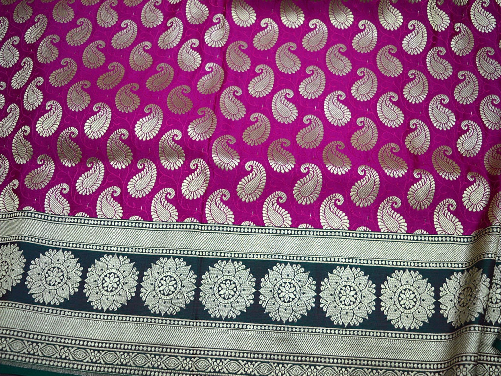 Indian Magenta Brocade Fabric by the Yard Wedding Dress | Etsy
