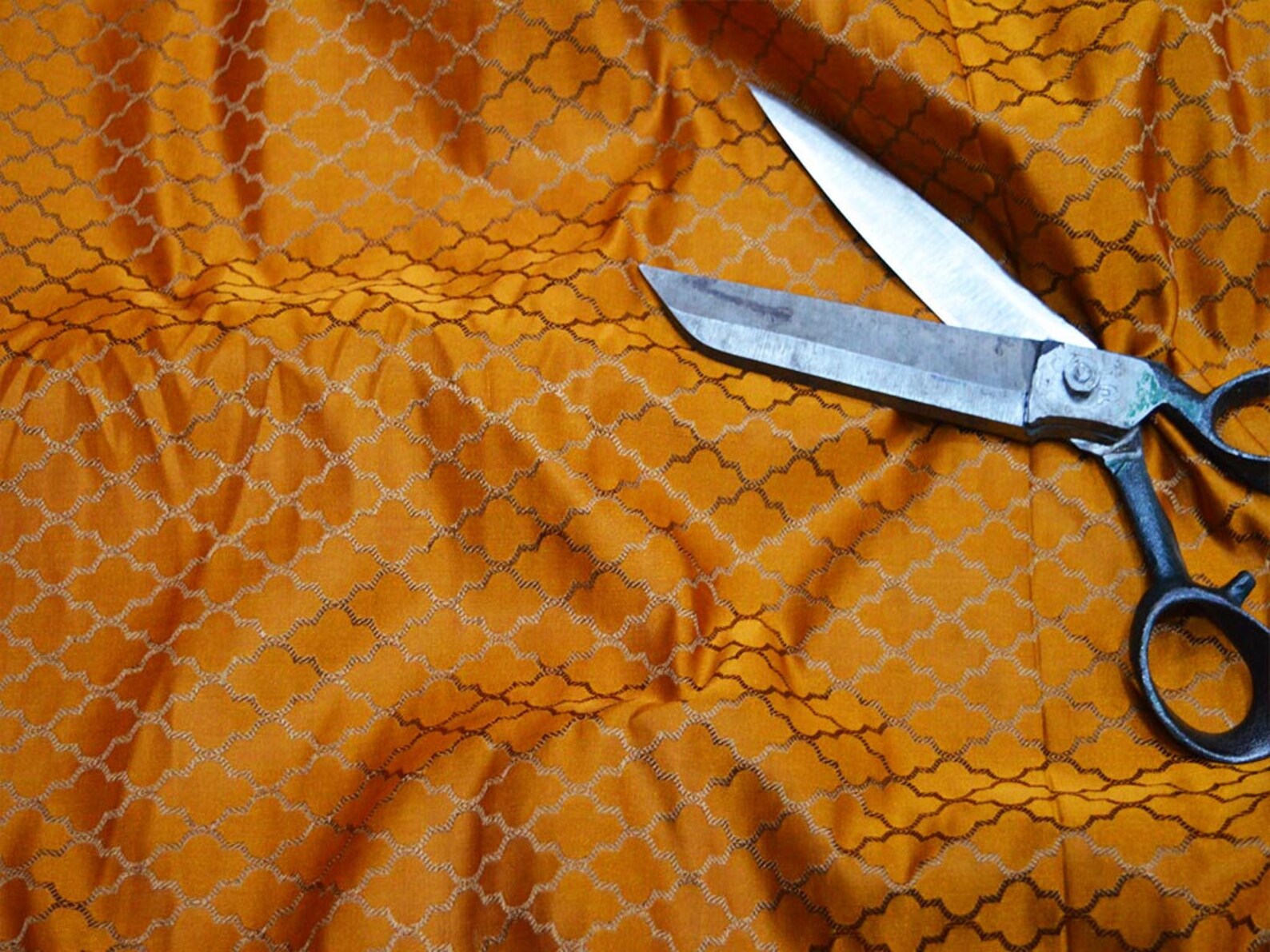 Mustard Yellow Wedding Dress Brocade by the Yard Indian Silk - Etsy