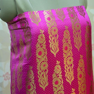 Magenta Brocade Fabric by the Yard Indian Wedding Dress Banarasi ...