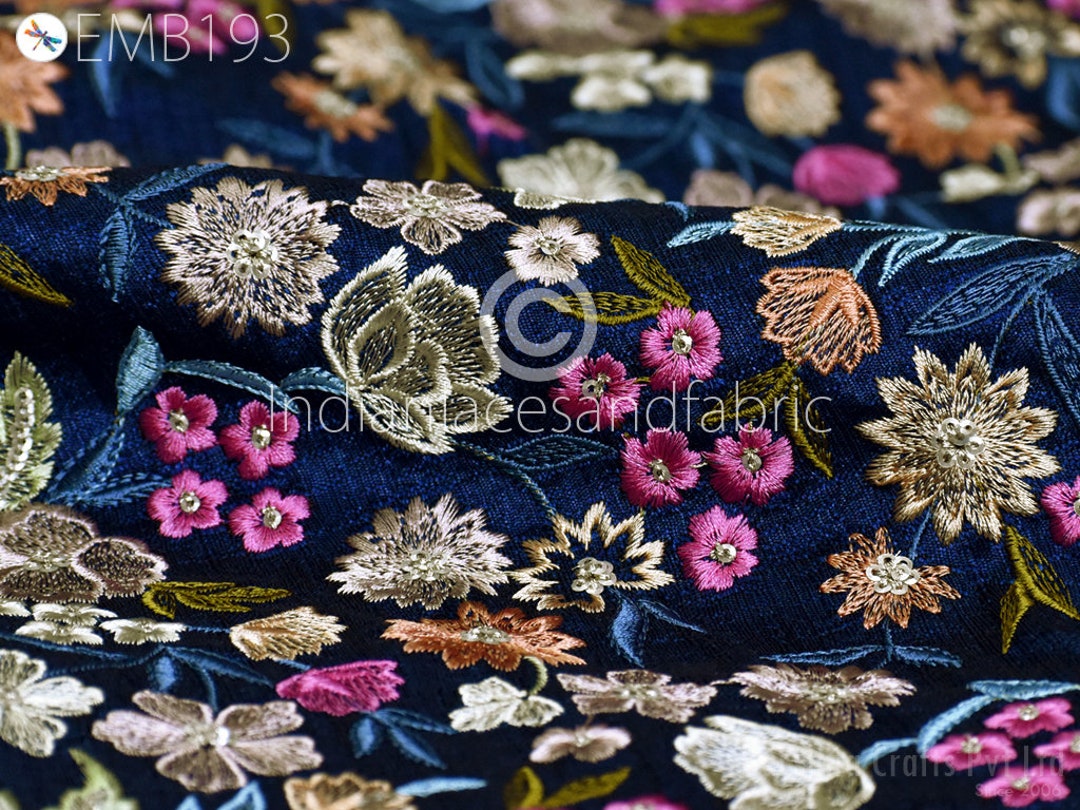 Buy Indian Embroidered Fabric by the Yard Sewing DIY Crafting ...