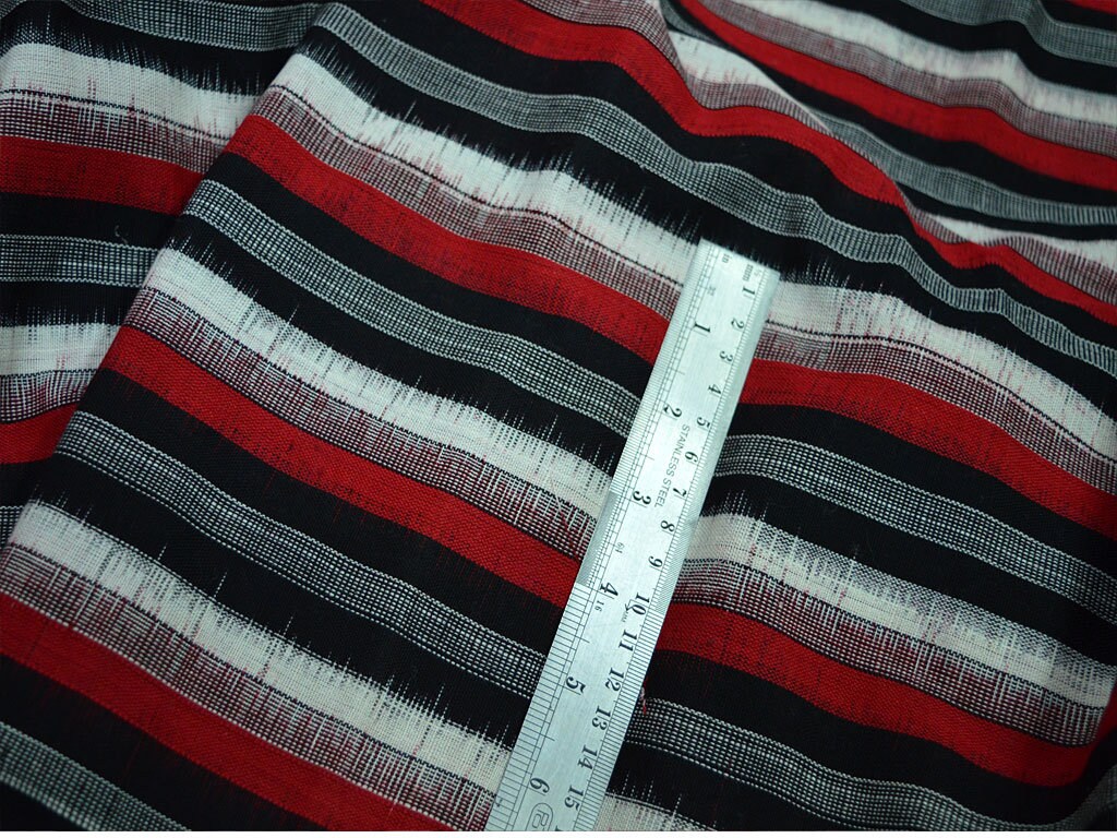Ikat Cotton Handloom Ikat Pattern in Red Black Grey and White | Etsy