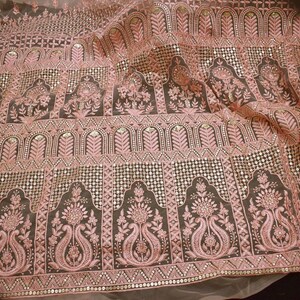 Peach Sequin Net Embroidery Fabric Indian Saree Embroidered - Etsy
