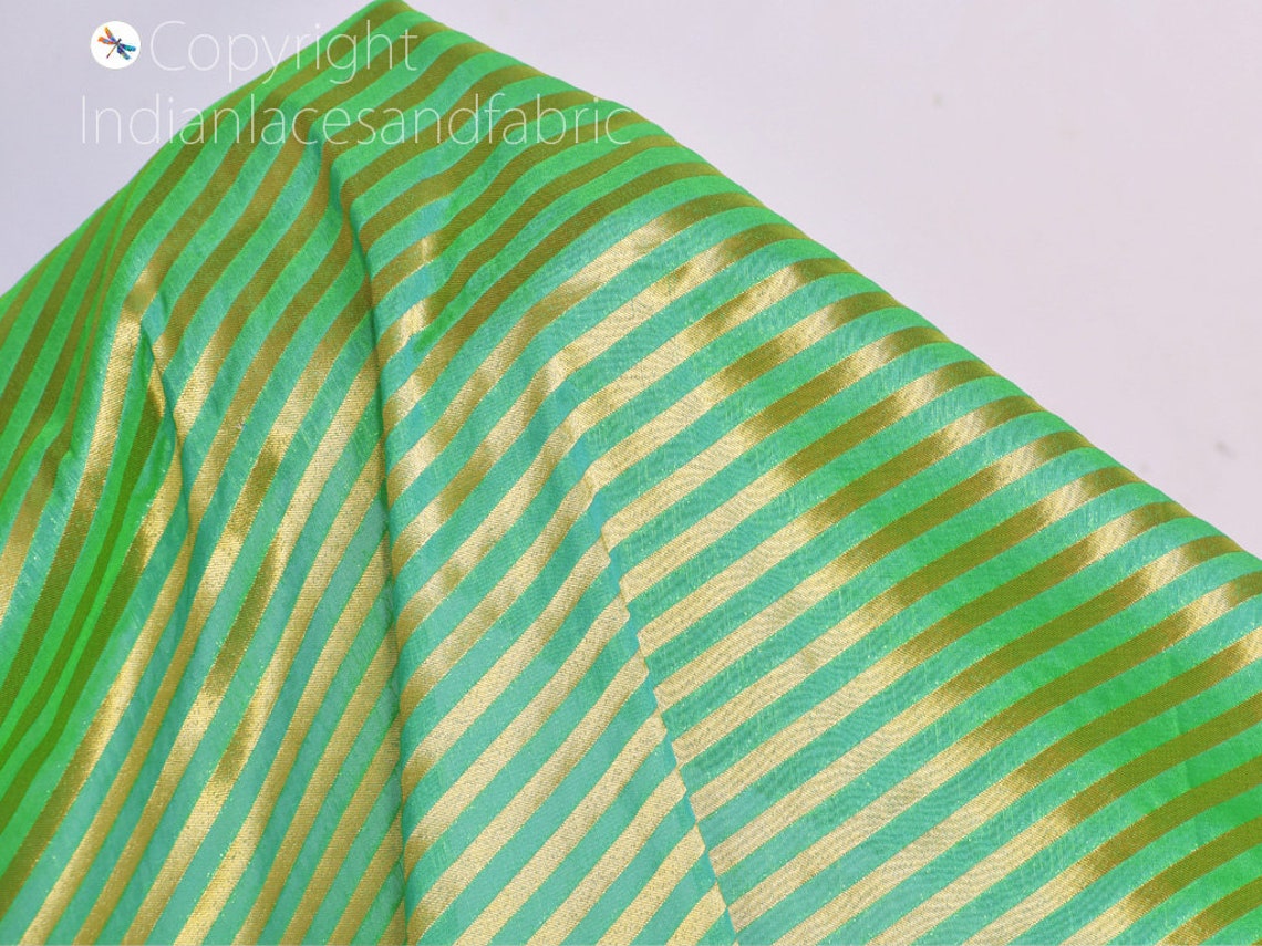 Mint Green Indian Brocade by the Yard Diagonal Stripes - Etsy
