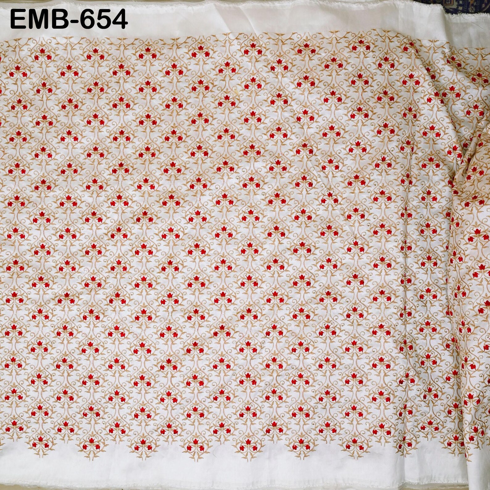 White Embroidered Fabric by the Yard Sewing DIY Crafting Embroidery ...