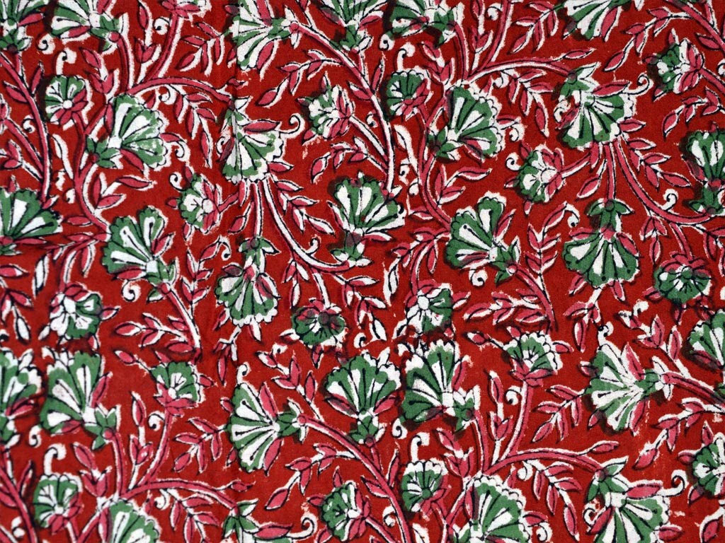 Hand Printed Fabric Block Print Cotton Fabric Sewing Crafting - Etsy