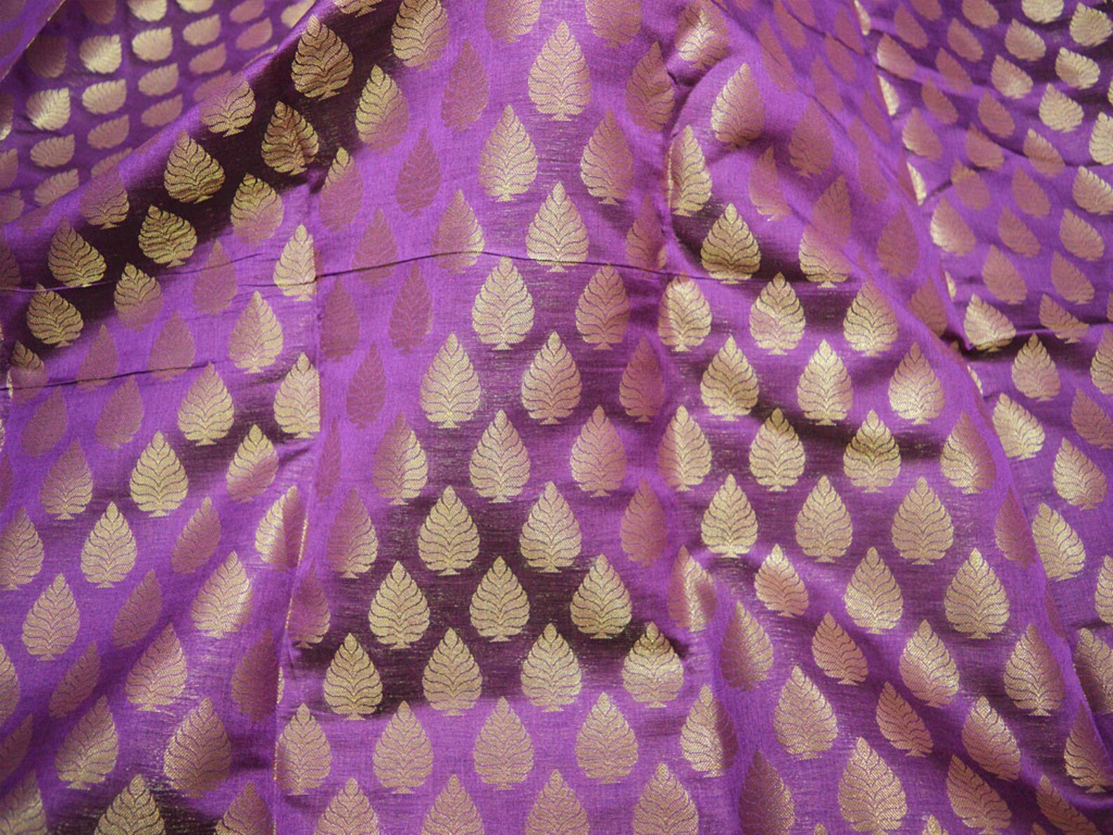 Banarasi Purple Brocade by the Yard Fabric Blended Art Silk | Etsy