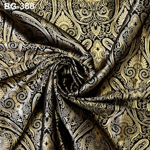 Black Brocade Fabric by the Yard Brocade for Vest Jacket Banarasi ...