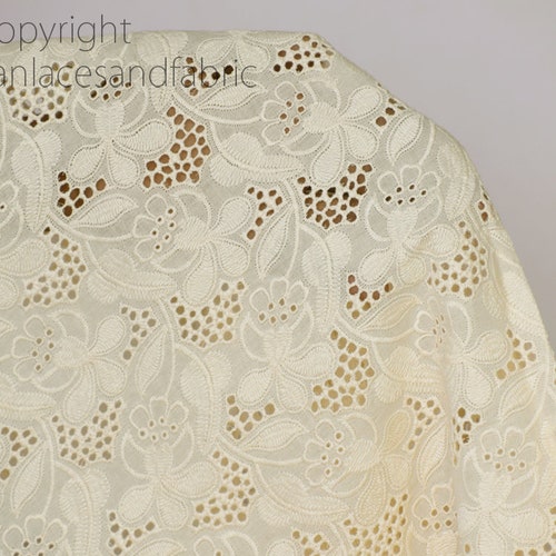 Unbleached Ivory Embroidered Eyelet Dyeable Indian Cotton - Etsy