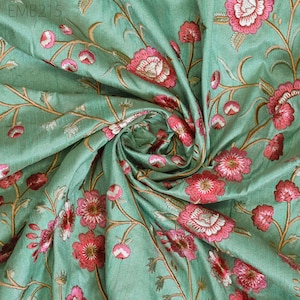 Indian Embroidered Dupioni Fabric by the Yard Sewing Crafting Wedding ...