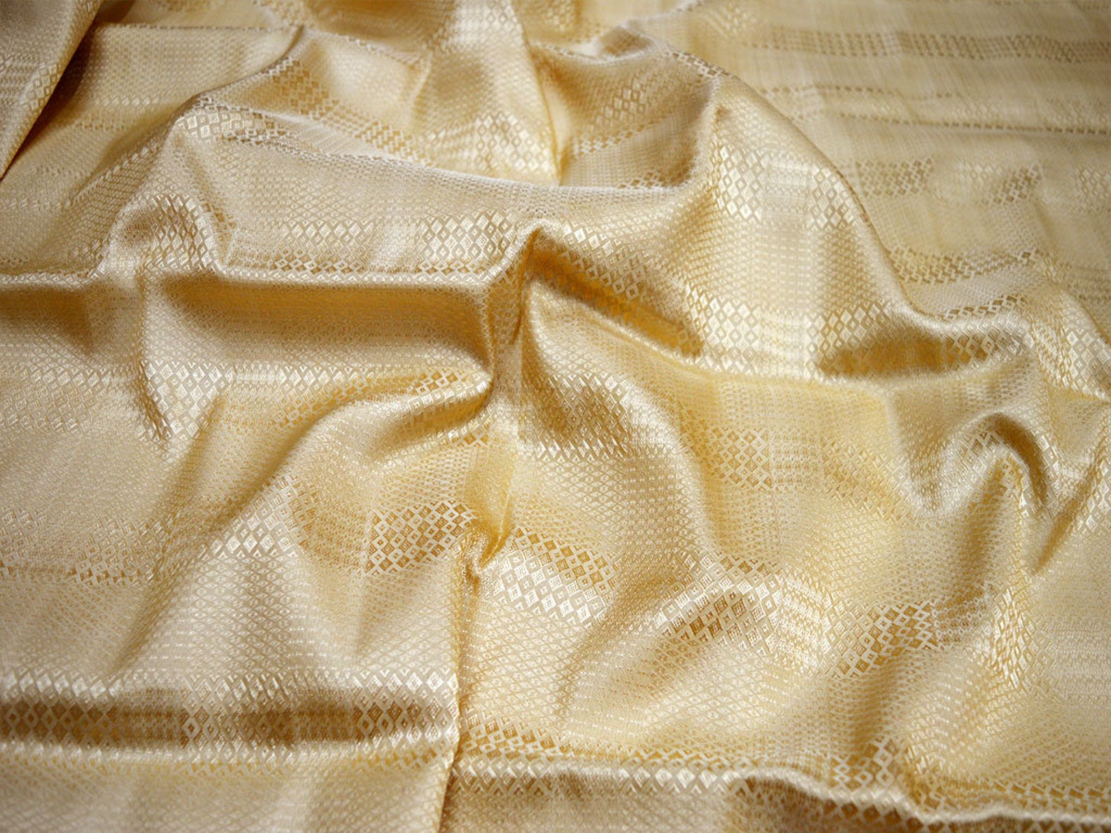 Indian Champagne Brocade Fabric by the Yard Crafting Jacquard - Etsy