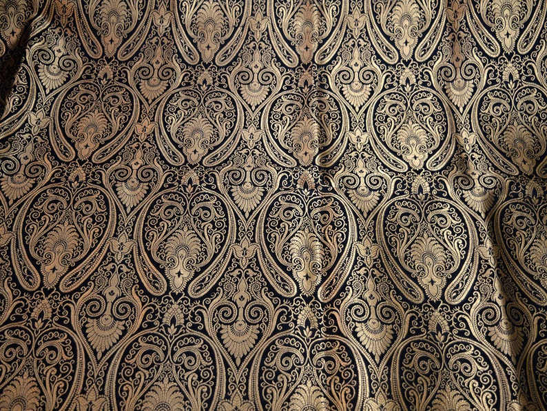Black Brocade Fabric by the Yard Brocade for Vest Jacket - Etsy