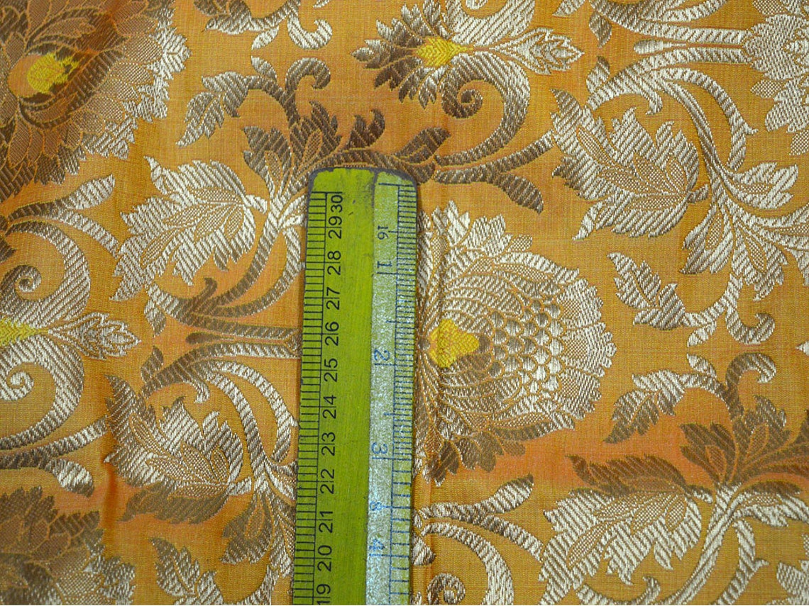 Yellow Brocade Fabric by the Yard Gold Banaras Brocade Fabric | Etsy