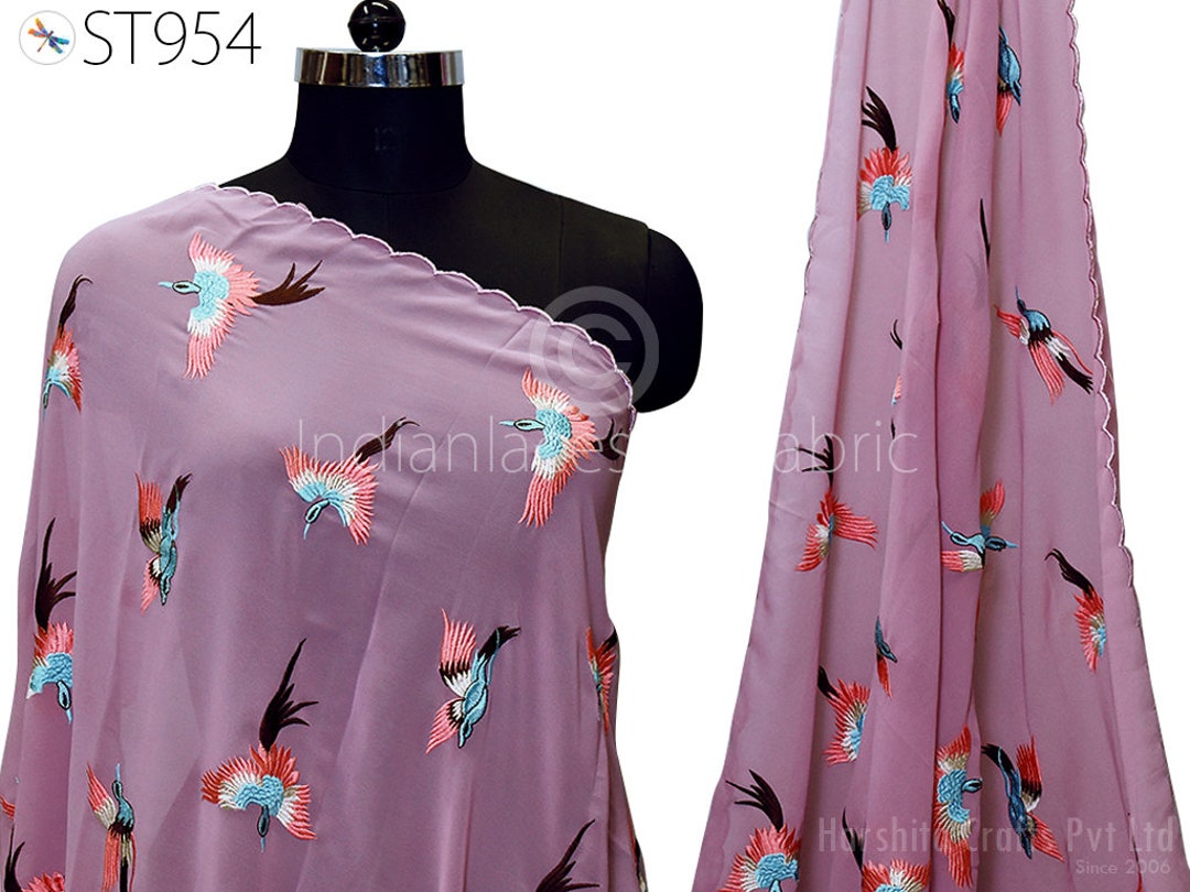 Women Indian Parsi Gara Dupatta Embroidered Dupatta Wedding Georgette ...