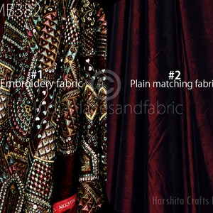 Maroon Indian Embroidered Velvet Fabric by the Yard Sewing DIY - Etsy