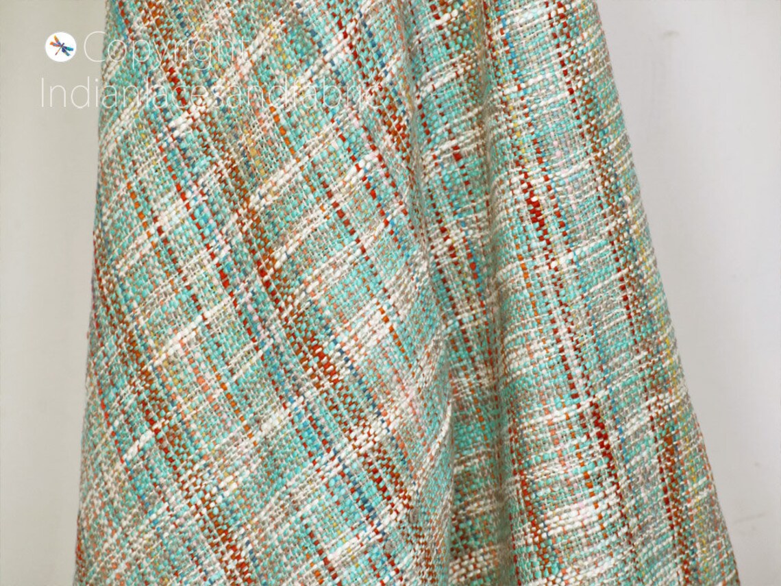 Indian Tweed Fabric Sold by the Yard Multi Color Woven Wool Blend ...