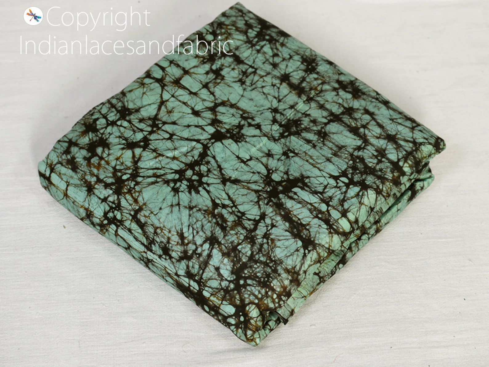 Turquoise Indian Soft Batik Print Pure Silk Fabric by the Yard Wedding ...