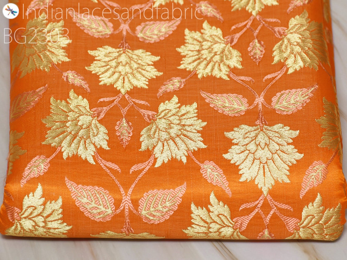 Indian Brocade Fabric by the Yard Blended Banarasi Bridal | Etsy