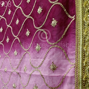 Onion Pink Organza Dupatta Embroidered Indian Bridal Wedding Lehenga ...