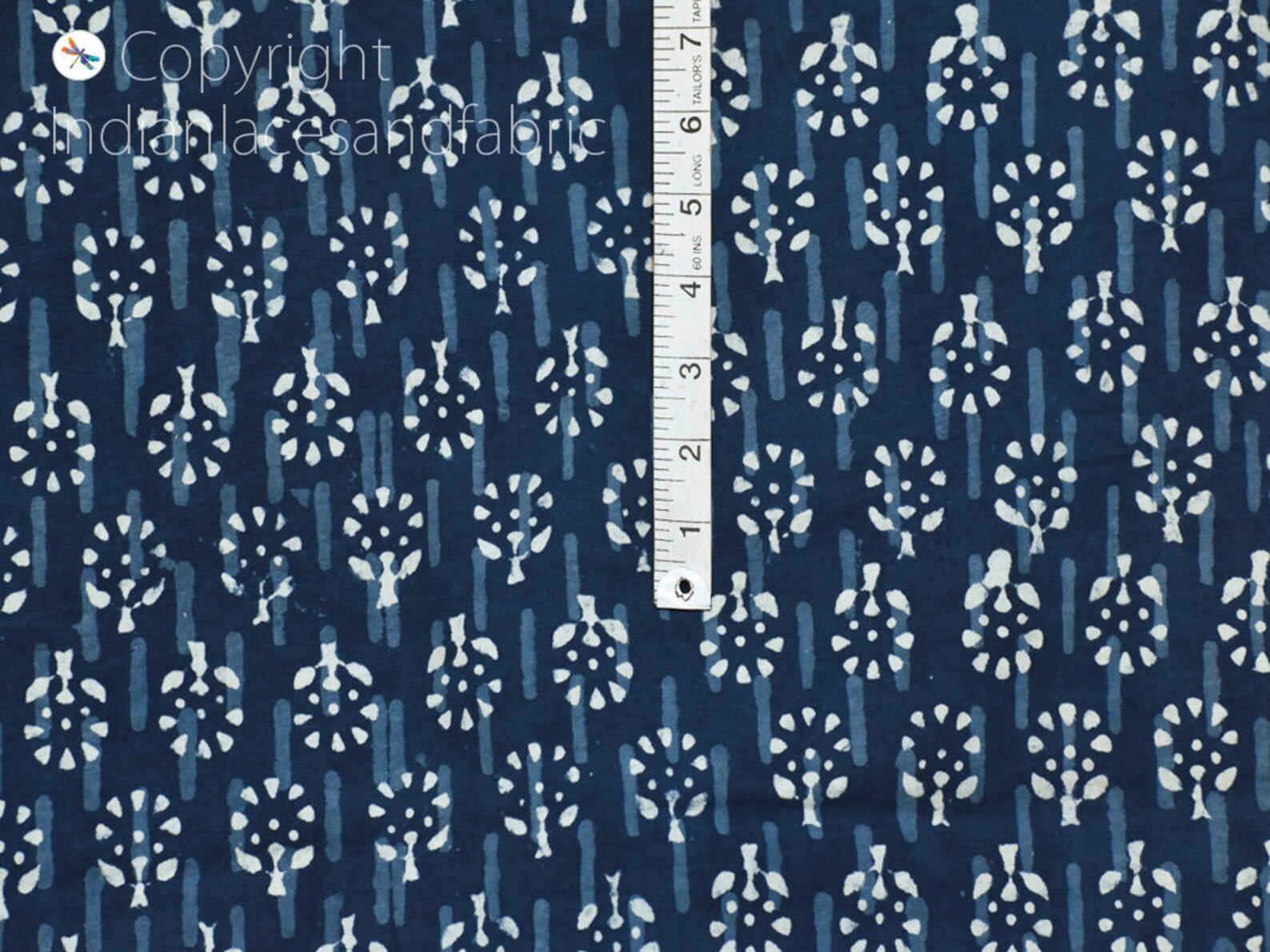 Indian Hand Printed Indigo Blue Quilting Cotton Fabric Sold By | Etsy