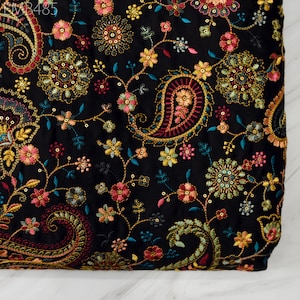 Buy Multi Embroidered Fabric by the Yard Sewing DIY Crafting Indian ...