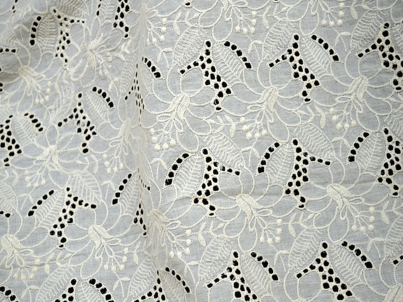 Unbleached Ivory Embroidered Eyelet Dyeable Indian Cotton | Etsy