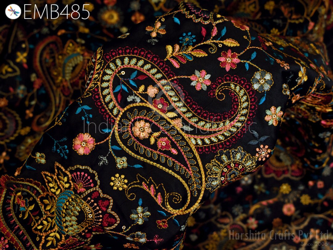 Multi Embroidered Fabric by the Yard Sewing DIY Crafting Indian ...