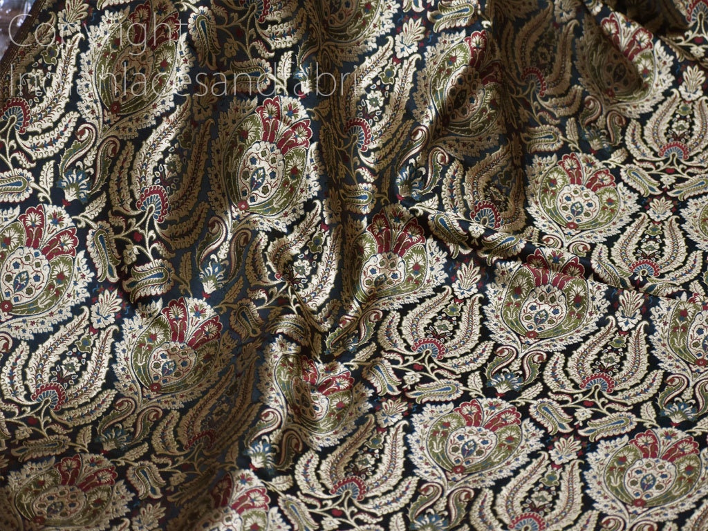 Black Indian Brocade Fabric by the Yard Banarasi Dress - Etsy