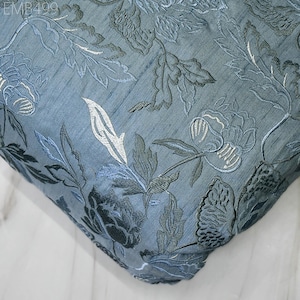 Grey Embroidered Fabric by the Yard Sewing DIY Crafting Indian ...