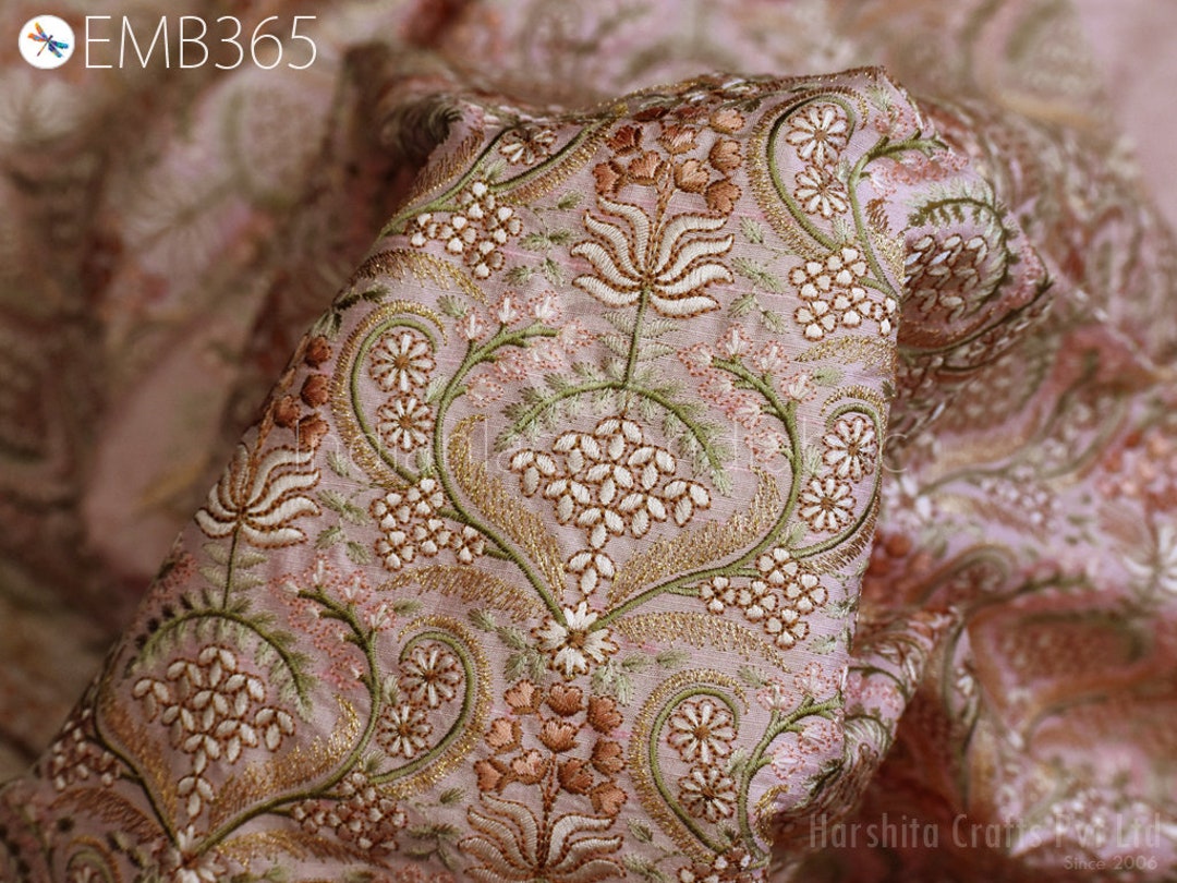 Indian Embroidered Fabric by the Yard Sewing DIY Crafting Embroidery ...