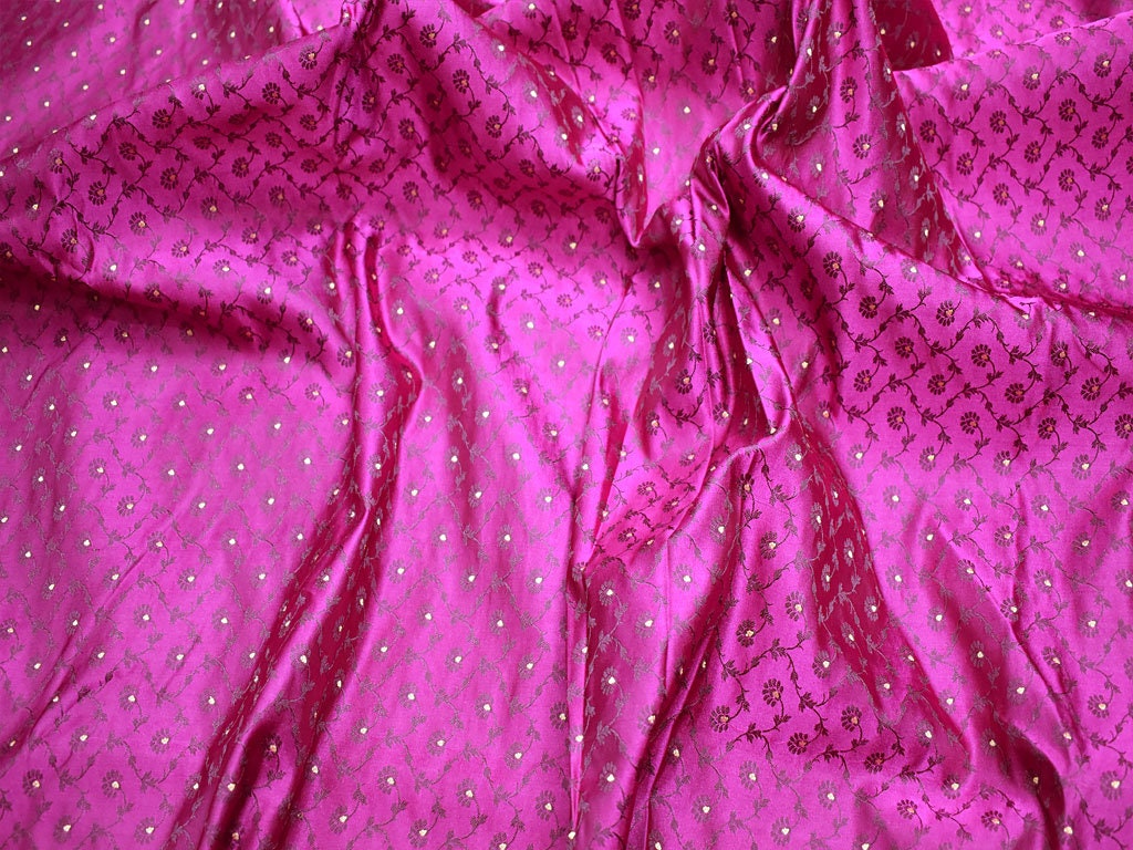Deep Magenta Indian Brocade Jacquard Banarsi Saree Wedding - Etsy