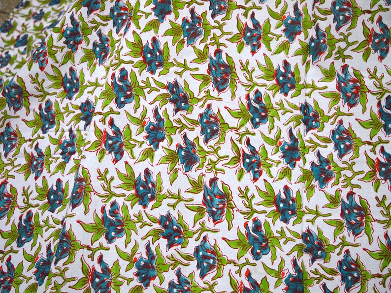 Indian Hand Block Printed Soft Cotton Fabric by the yard | Etsy