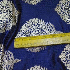 Blue Gold Brocade Banarasi Brocade Fabric by the Yard Banaras - Etsy