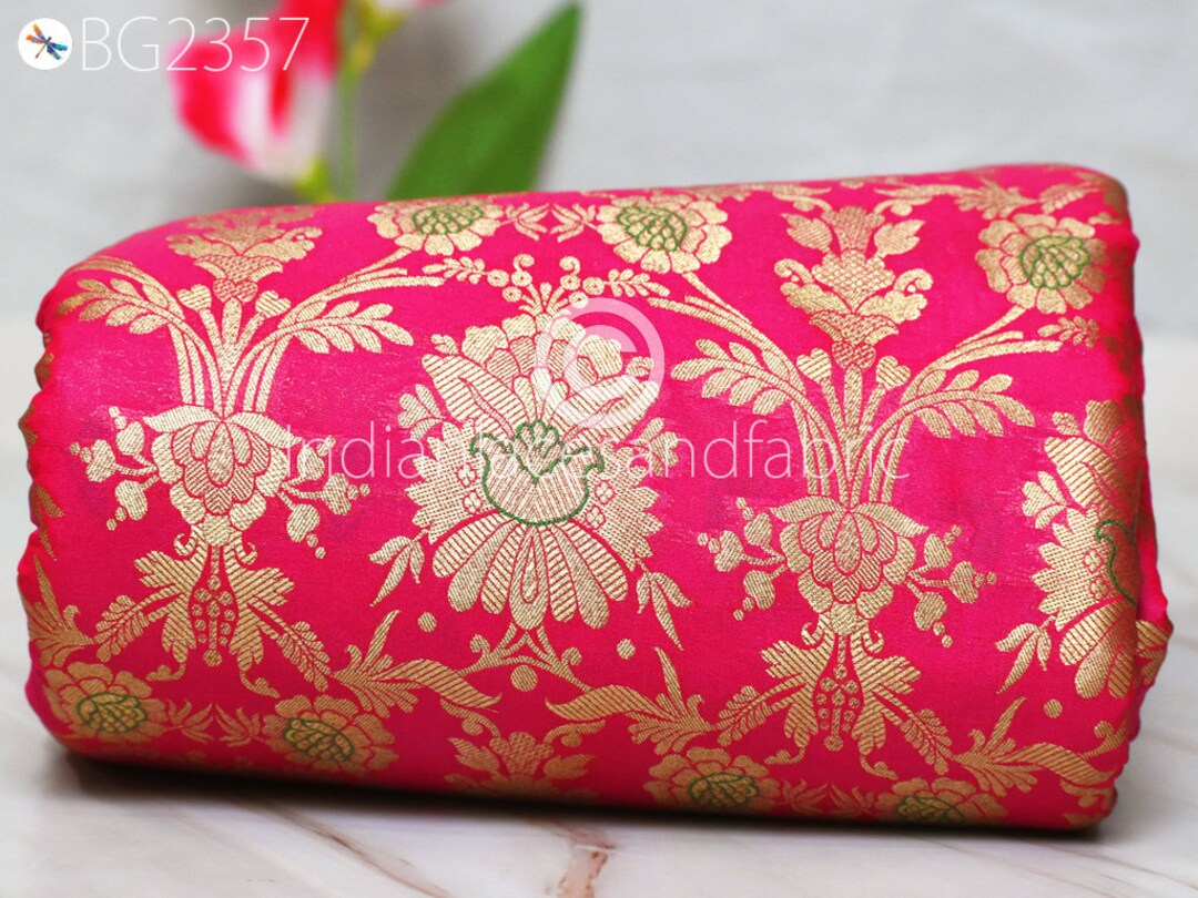 Indian Magenta Brocade by the Yard Pure Katan Banarasi Wedding - Etsy